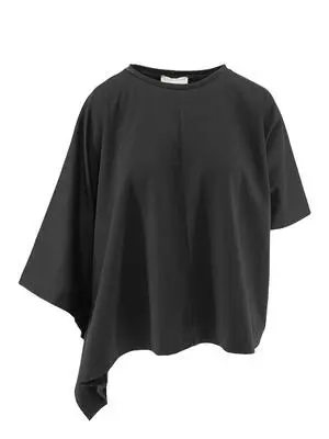 SILVIA SERBAN Asymmetrical Jersey Top - Black