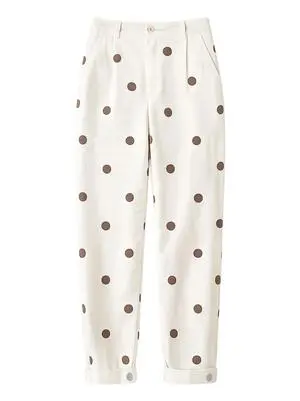 YUMI Spot Print Cotton Canvas Chinos - Brown