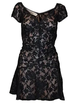 LOVE AND NOSTALGIA Courtney Lace Mini Dress - Black