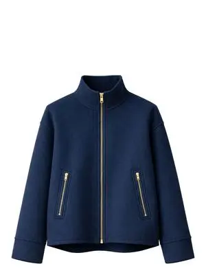GUARDS LONDON Lily Wool Cashmere Funnel Zip Jacket Navy - Blue