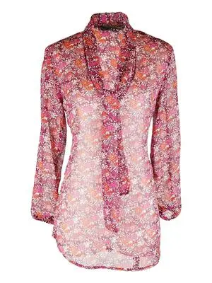 JENNAFER GRACE Cardamom Blossom Tie Front Top - Red