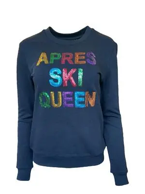 ANY OLD IRON Rainbow Aprés Ski Queen Sequin Sweatshirt - Black
