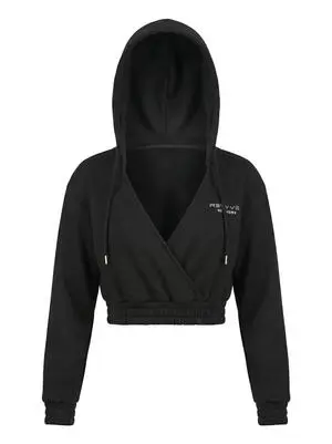 REVYVE ACTIVE Cropped V-neck Hoodie - Black