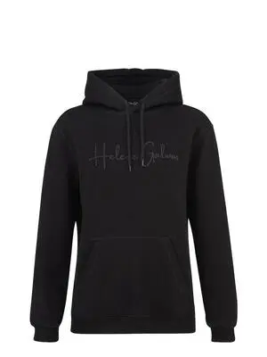 HELENE GALWAS Cotton Hoodie With Velvet Effect Logo - Black