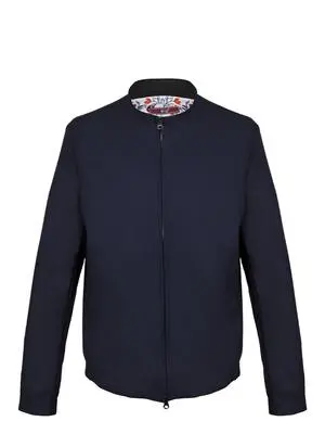 DAVID WEJ Ashford Relaxed Zip Through Jacket In Navy - Blue