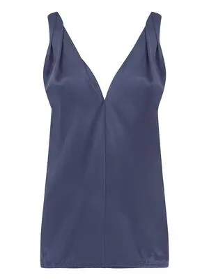 THE SUMMER EDIT Lily Silk Twist Strap Camisole Navy - Blue