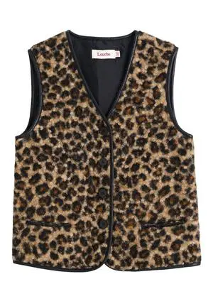 LOUCHE Animal Print Boucle Gilet - Brown