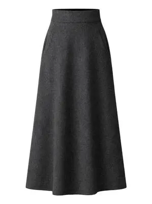 NIKKA PLACE Long Wool A-line Skirt With High Waist And Pockets In Dark Gray Colour - Grey