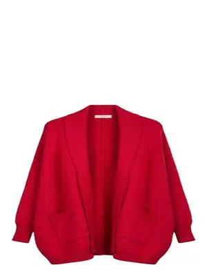 Saachi Open Front Oversized Cardigan Sweater - Red