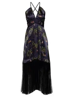 ASHAKI The Shanti Tiger Backless Fringe Dress