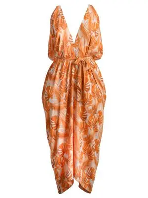COCO RIKO IBIZA Gold / Yellow / Orange Maya Kaftan Dress Gold Leaf - Gold/yellow/orange