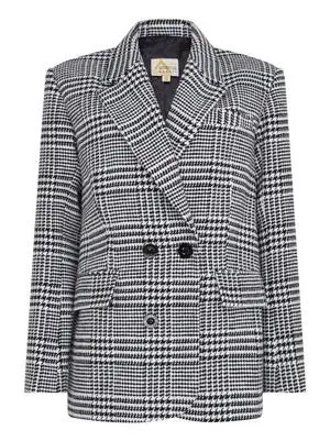 HAY LIFE Double Breasted Check Blazer - Black