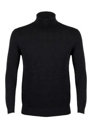 DAVID WEJ Neutrals Dixon Light Wool Roll Neck Jumper – Charcoal - Black