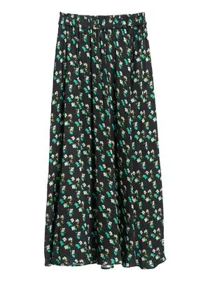 LOST PATTERN Beach Blossom Satin Midi Skirt - Black
