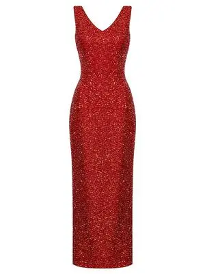 ELSAVA Elsava Riva Sequin V-Neck Maxi Dress Red