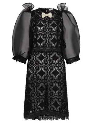 LISA THE LABEL Angel Baby Crochet Cloud Puff Dress - Black
