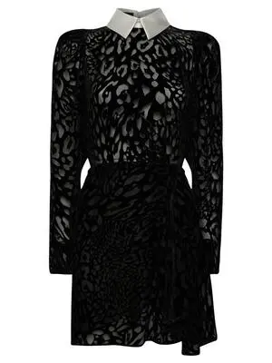 SVETA MILANO Stanford Leopard-pattern Velvet Dress - Black