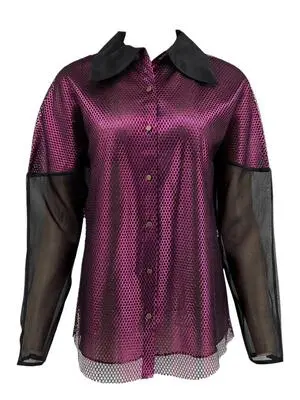MONZLAPUR NEW YORK Mesh Silk Organza Shirt - Pink