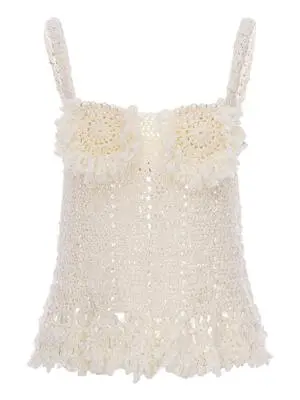 ANDREEVA Chrysanthemum Handmade Crochet Top - White