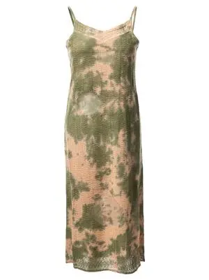 FULLY FASHIONING Zelda Floating Stitch Midi Dress Tie Dye - Green