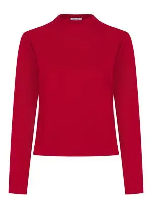 K-WIN LONDON Long-sleeve Mock Neck Top - Red