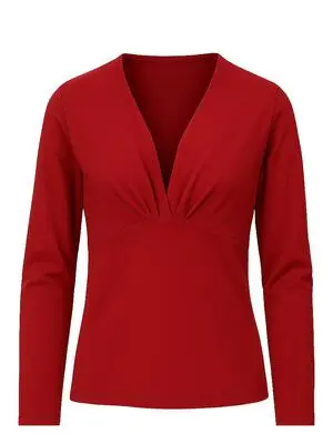 CONQUISTA Burgundy Viscose-wool Long Sleeve Top - Red