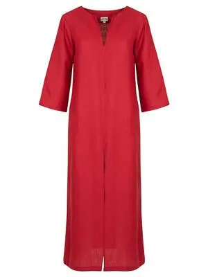 ANTRA DESIGNS Antra Designs Linen Maxi Dress Red