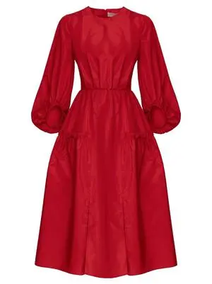 GEORGETTE Grace Dress With Cut-out Sleeve - Red