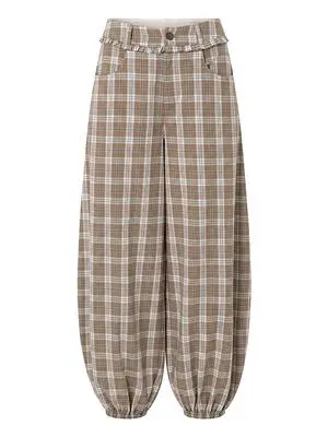 AMY LYNN Esme Check Cotton Balloon Trousers - Green