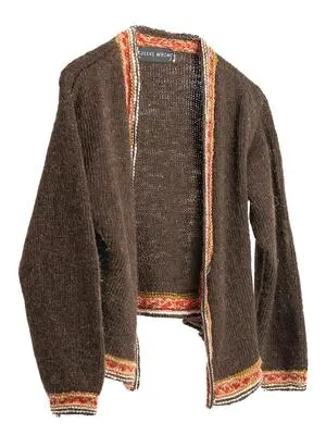 CHARKHA & LOOM Brown / Red Altair Wool Cardigan – Dark Brown - Brown/red