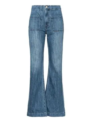 NOEND Daphine Sailor Pocket Mid Rise Wide Leg In Vista - Blue