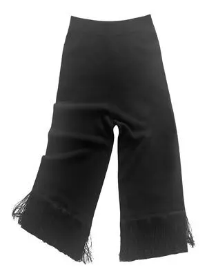 ZENZEE Cashmere Wide Leg Fringe Pants - Black