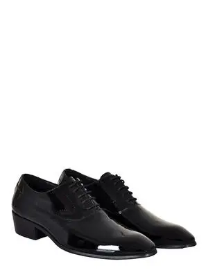 DAVID WEJ Frederick Patent Leather Dress Shoe With Cuban Heel - Black