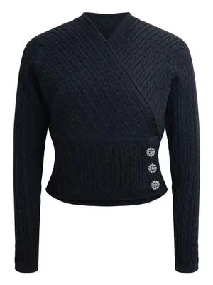 ROCH PEREL Black / Silver Black Embellished Cable Wrap - Black/silver