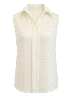 CHIARELLA Neutrals / Frida Blouse- Ivory Shimmer Silver