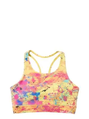 LILIA MUNN High Support Racerback Sports Bra– Acid Rain Print - Yellow