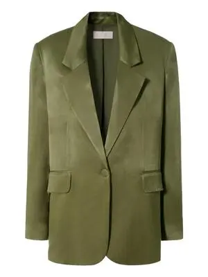 AGGI BY HALEWSKI Bellamy Satin Olive Branch Blazer - Green