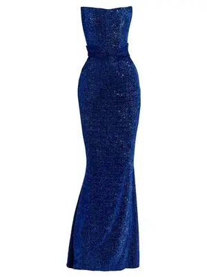 ANGELIKA JOZEFCZYK Moon Shimmering Evening Gown Navy - Blue