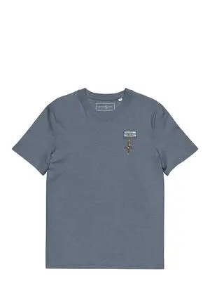ANCHOR & CREW Heather Cassette Monkey Organic Cotton Embroidered T-shirt - Blue