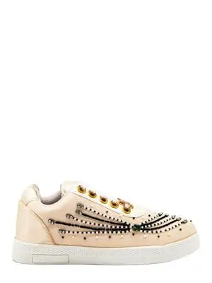 RETTROSE Rettrose Embellished Satin Lace-Up Sneakers Black
