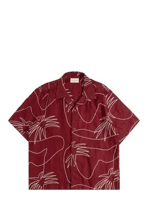 FAR AFIELD Veloso Palm Embroidery Shirt - Red
