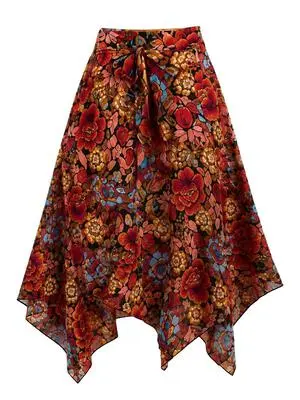 LUMINA ELIGMA Bohemian Midi Skirt - Floral Pattern Red