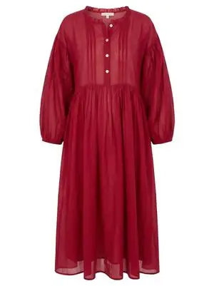 Adrift Clothing Coco Cotton Silk Dress In Scarlet - Red