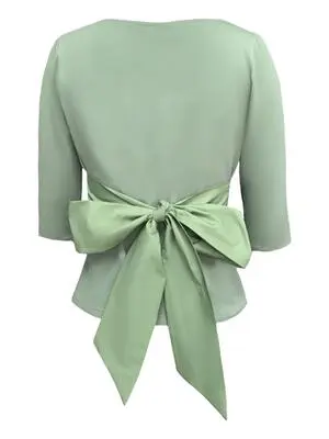 FROCK TALES Primrose Top With Bow In Sage - Green