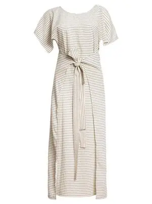BIANCA POPP Neutrals Everyday Beach Dress In Beige With Black Stripes Beige/black