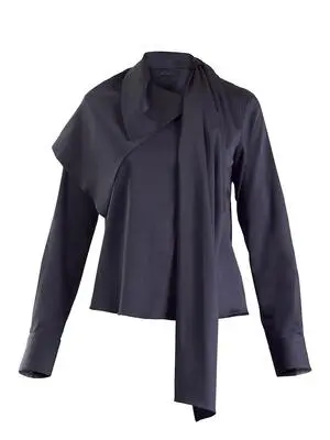 MEEM LABEL Bree Shirt With Attached Scarf - Black