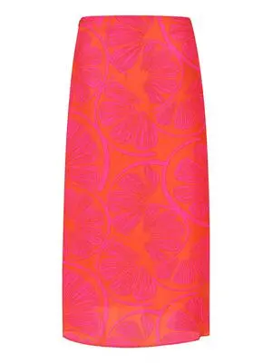 MERCY DELTA Printed Silk Midi Skirt - Yellow