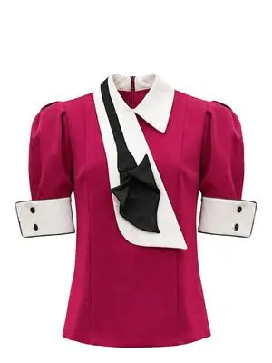 JULIA ALLERT Statet Blouse With White Collar And Cuffs – Fuchsia Pink