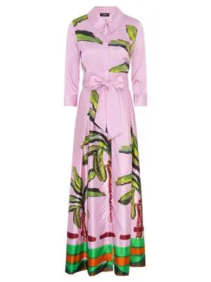 JESSICA RUSSELL FLINT Belted Maxi Shirt Dress Kumulau - Pink