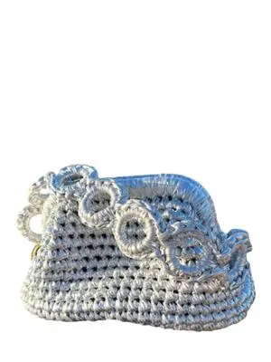 SIBYLLA DELPHICA Mini Metallic Crochet Clutch Bag Persefoni - Silver
